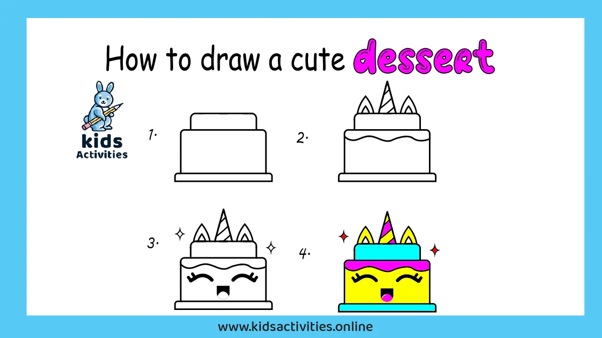 Drawing Cute Desserts for Kids Step by Step ⋆ Kids Activities