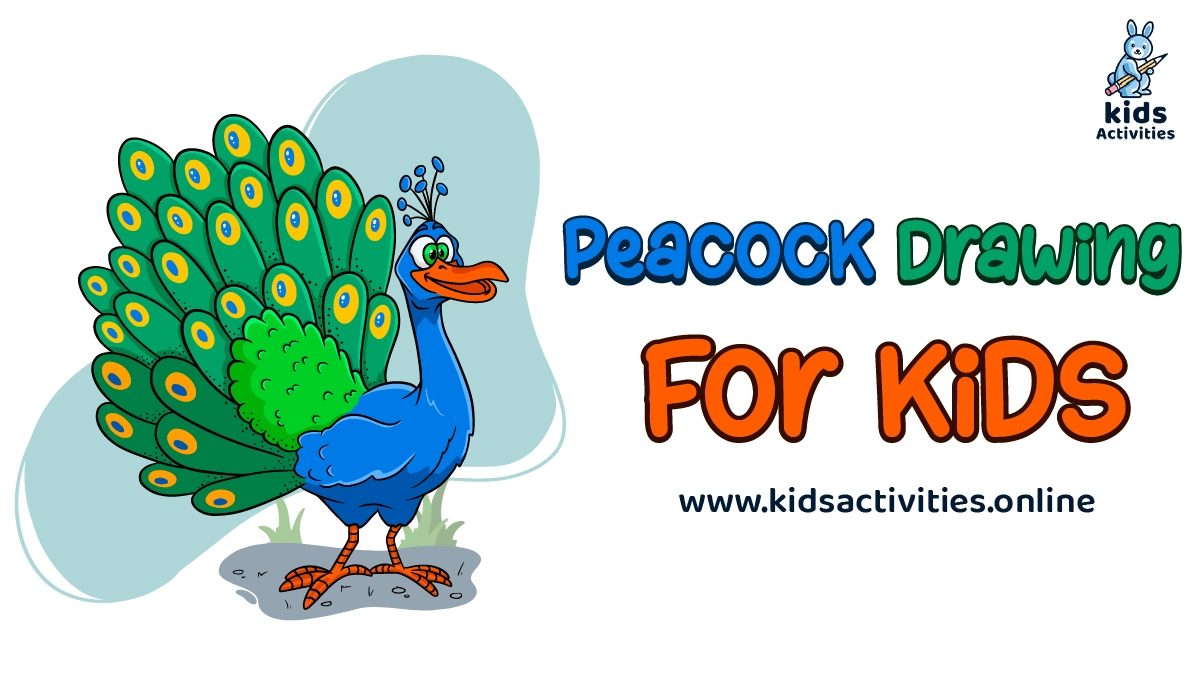 Peacock Drawing for Kids: How to Draw a Peacock ⋆ Kids Activities