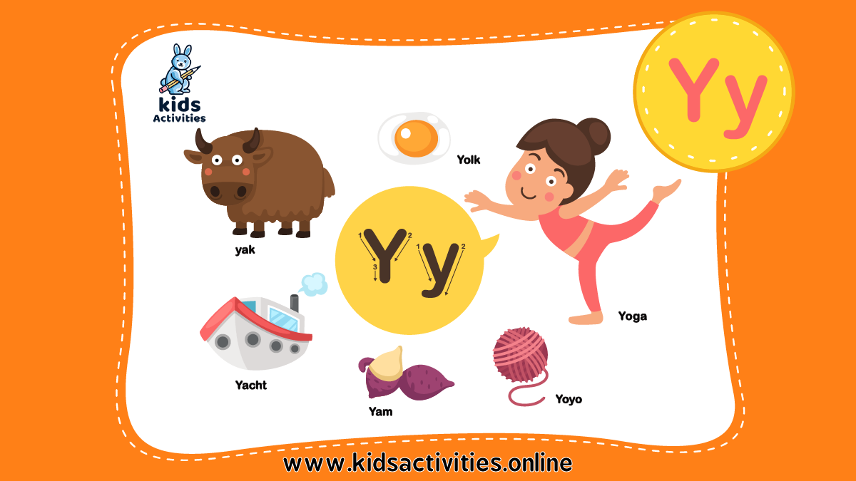 Preschool Words That Start With Y y: Flashcards and Worksheets ⋆ Kids ...