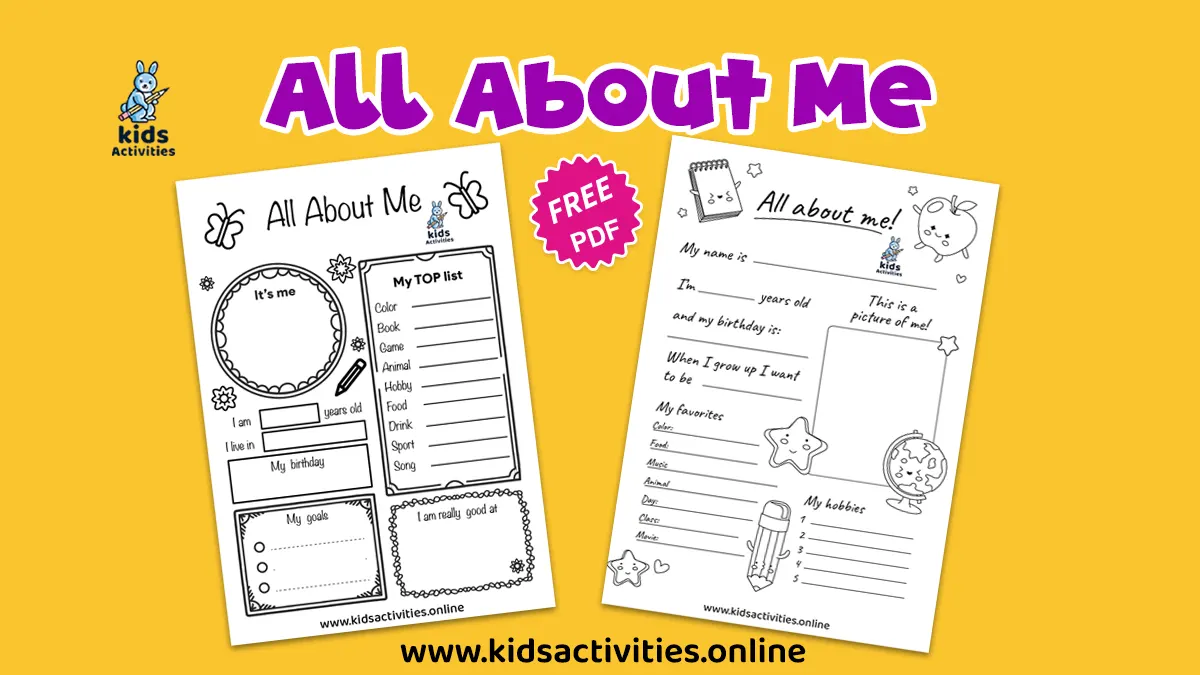 Free!- Printable All About Me Worksheets ⋆ Kids Activities