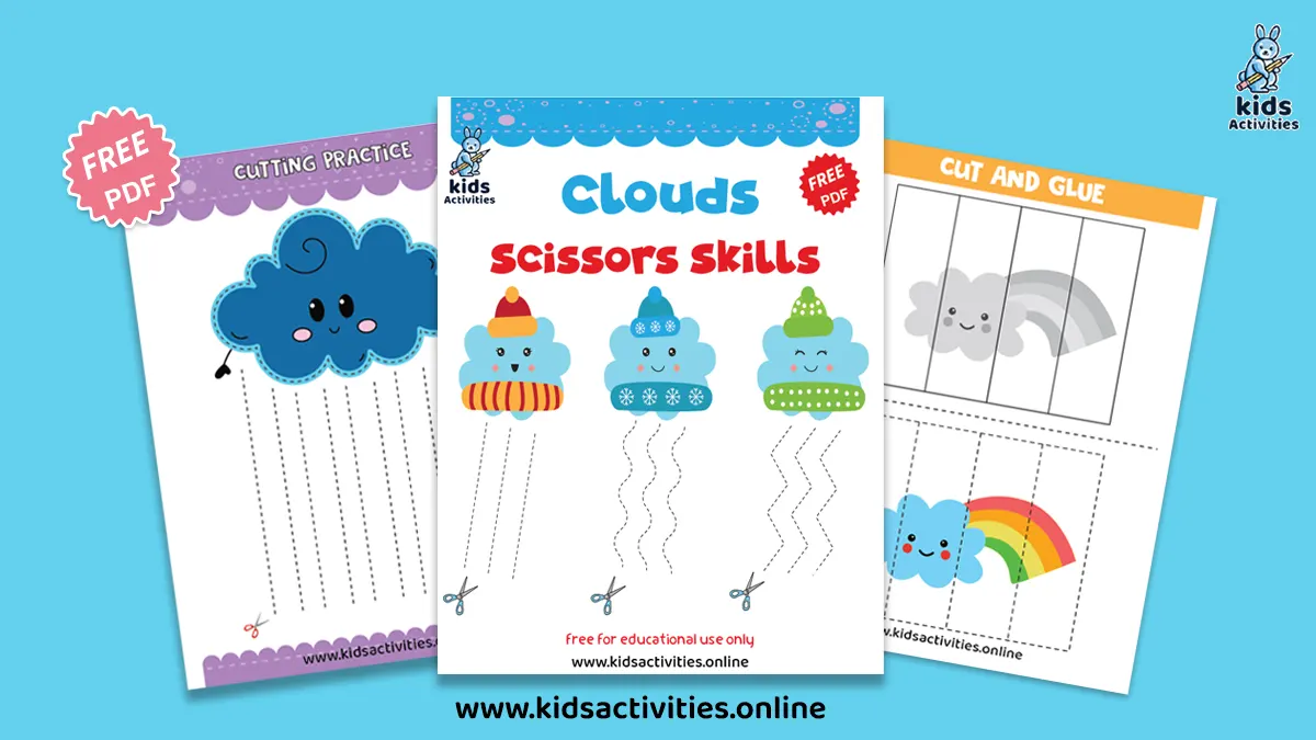 Cloud Scissor Skills Cutting Practice, Free Printable ⋆ Kids Activities