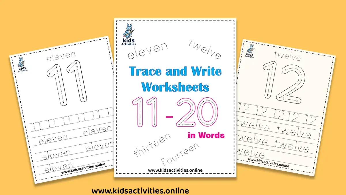 Free Worksheets for Writing Numbers 11-20 in Words ⋆ Kids Activities