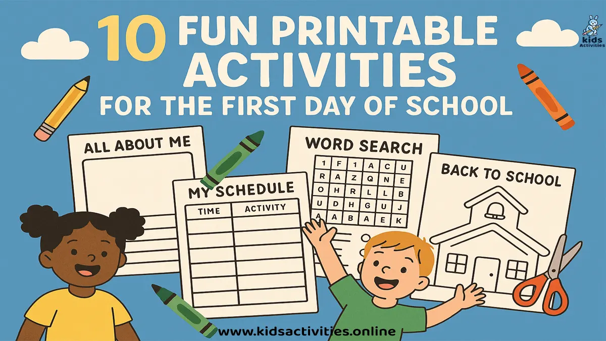 10 Fun Printable Activities for the First Day of School ⋆ Kids Activities