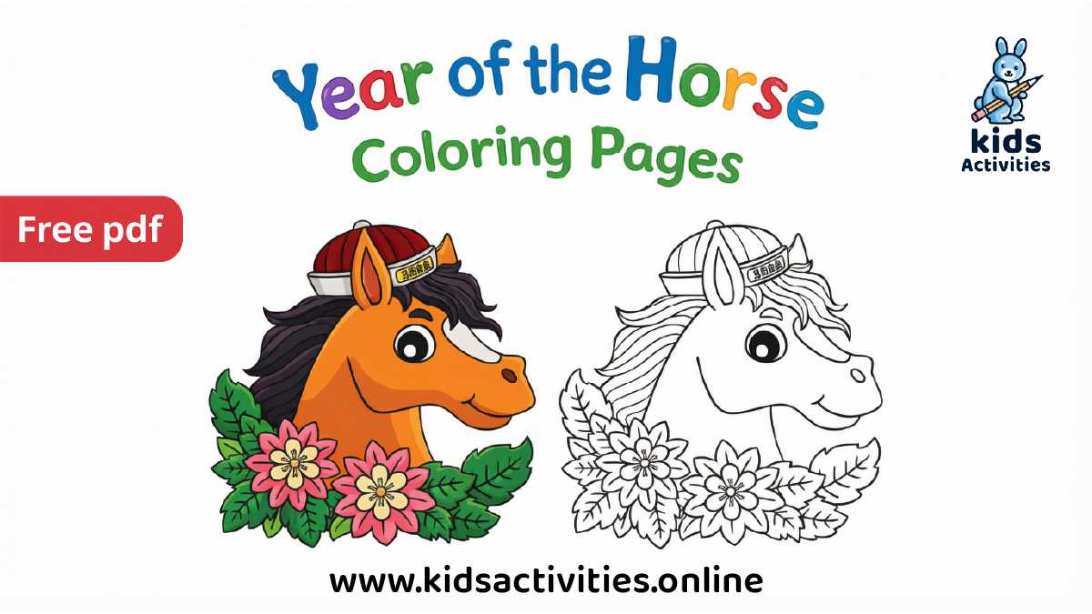 Free!- Printable Year of the Horse Coloring Pages ⋆ Kids Activities